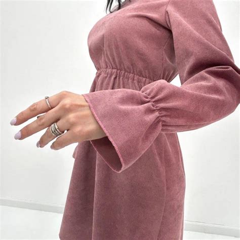 Вельветовое платье с завышенной талией Fashion 46/48 фрезовый от ...