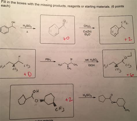 Solved Fill in the boxes with the missing product, reagents | Chegg.com