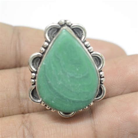 Vert Malachite 925 Plaqué Argent Ethenic Bijoux Bague Ajustable Rg906 ...