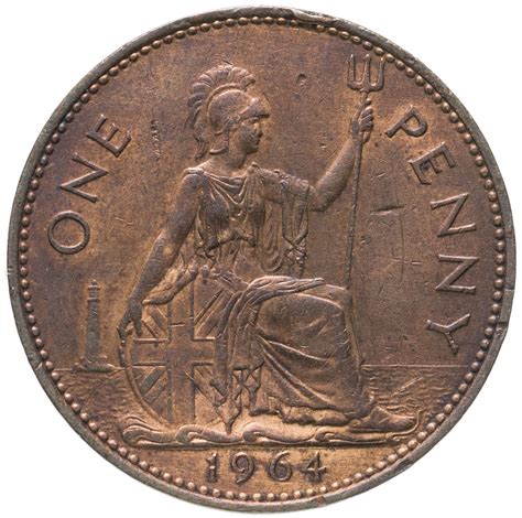 Монета Великобритания 1 пенни (penny) 1964 стоимостью 190 руб.