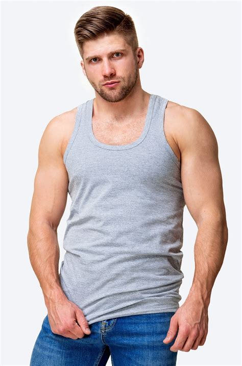 Мужская базовая майка Happyfox 6686122 серый купить оптом в HappyWear.ru