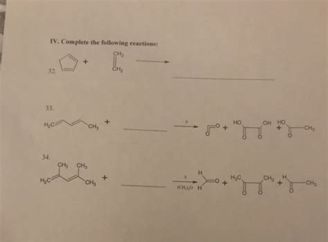 Solved IV. Complete the following reactions: CH2 32 / CH2 % | Chegg.com