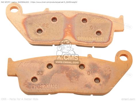 06455MALG03: Pad Set,fr (nas) Honda - buy the 06455-MAL-G03 at CMSNL