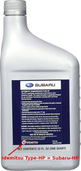 Купить Трансмиссионное масло для Subaru IDEMITSU ATF TYPE-HP 0,946л ...