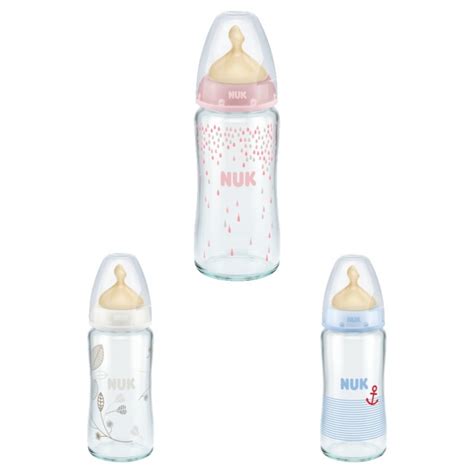Nuk First Choice Plus 240 ml glass bottle + 1 M pacifier (0-6m milk ...