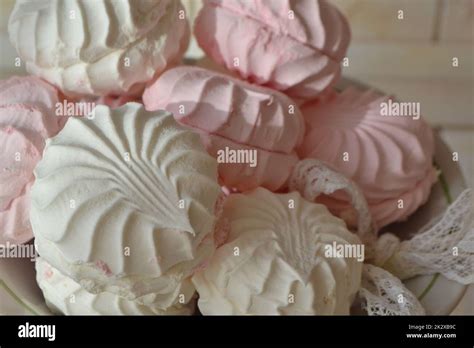 Russian dessert zefir or zephyr. Marshmallow closeup picture Stock ...