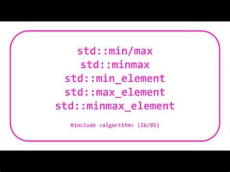 STL Algorithms 12: min, max, minmax, min_element, max_element & minmax_element - YouTube