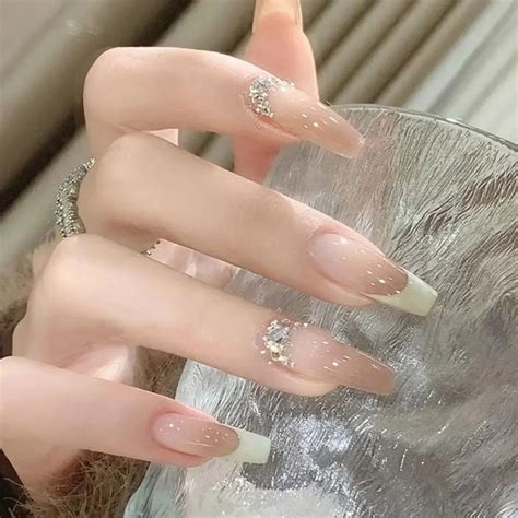 24 шт./коробка, Длинные акриловые лаки для ногтей, с клеем | AliExpress