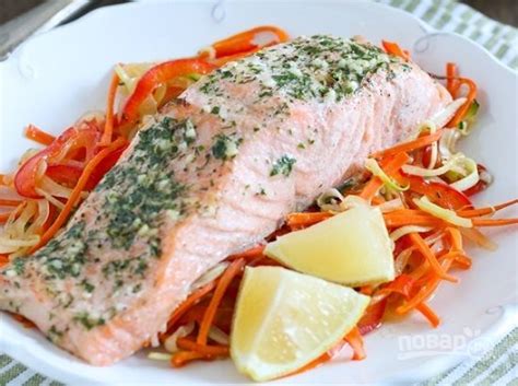 Рыба в духовке с овощами - пошаговый рецепт с фото на Повар.ру