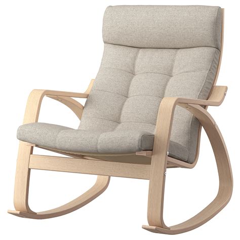 POÄNG schommelstoel, wit gelazuurd eikenfineer/Gunnared beige - IKEA