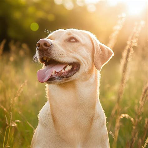 Golden Labrador Sunset Portrait Stock Photo - Image of beautiful, grass ...