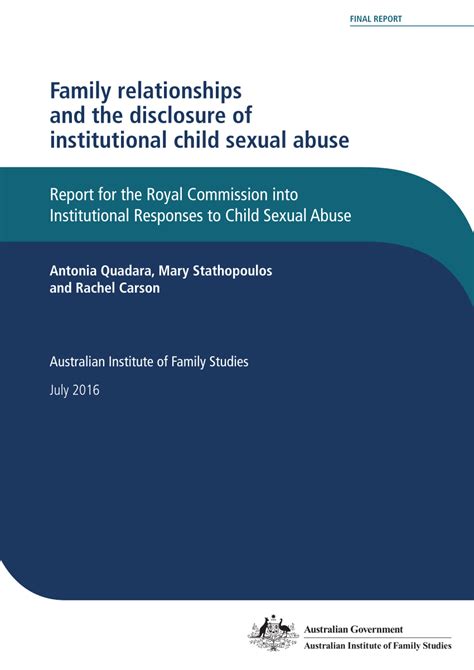 (PDF) Family relationships and the disclosure of institutional child sexual abuse - Report for ...
