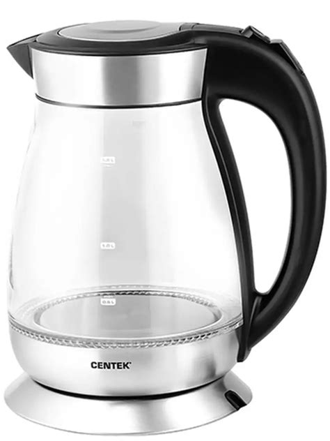 Чайник Centek CT-0055 стекло, 1.8л, 2200Вт, LED-подсветка, СТАЛЬНАЯ ...