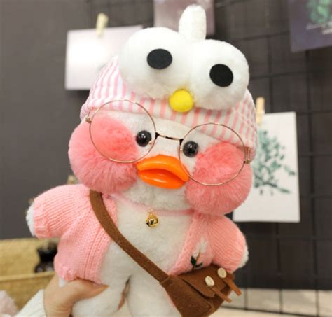 Мягкая игрушка уточка "Cafe-mimi duck в розовой вязаной кофточке 30 см ...