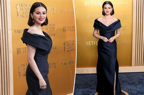 Selena Gomez looks elegant in off-the-shoulder navy gown on SAG Awards 2025 red carpet – DNyuz