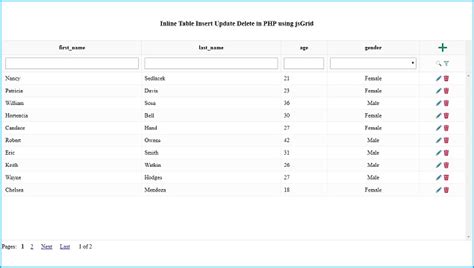 Live Table Add Edit Delete using PHP with jsGrid Plugin | Webslesson