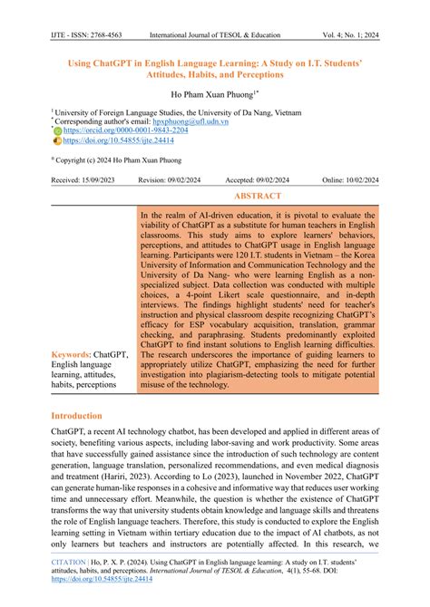(PDF) Using ChatGPT in English Language Learning: A Study on I.T. Students’ Attitudes, Habits ...