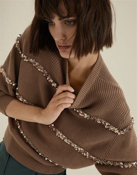 Maglia Girocollo Marrone Chiaro Donna 3 - Brunello Cucinelli | Одежда ...