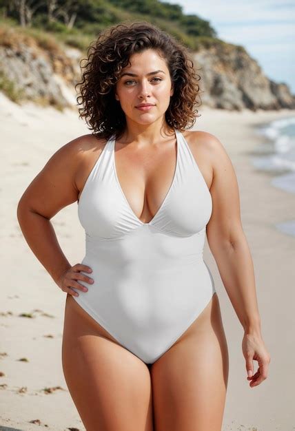 Une femme de taille plus pose. | Image générée à base d’IA