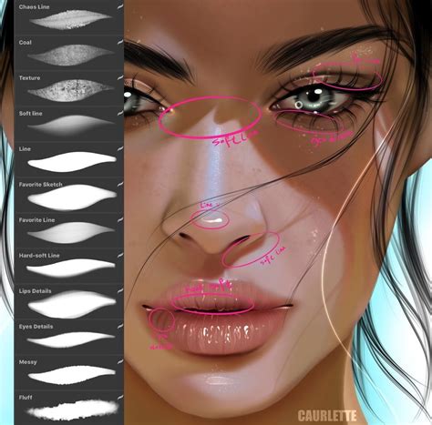 150 skin texture pores painting glitter details and veil brushes for procreate set download ...