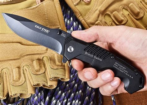 Складной тактический армейский нож COLD STEEL BLACK SABLE (Колд Стил ...