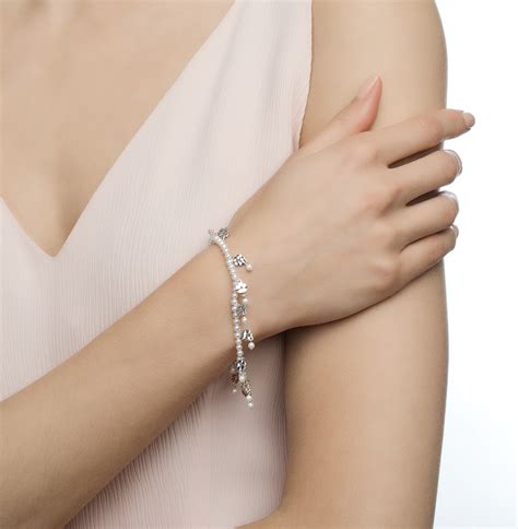 Серебряный браслет с жемчугом SUNLIGHT S90060-B0W-01: белое серебро 925 ...